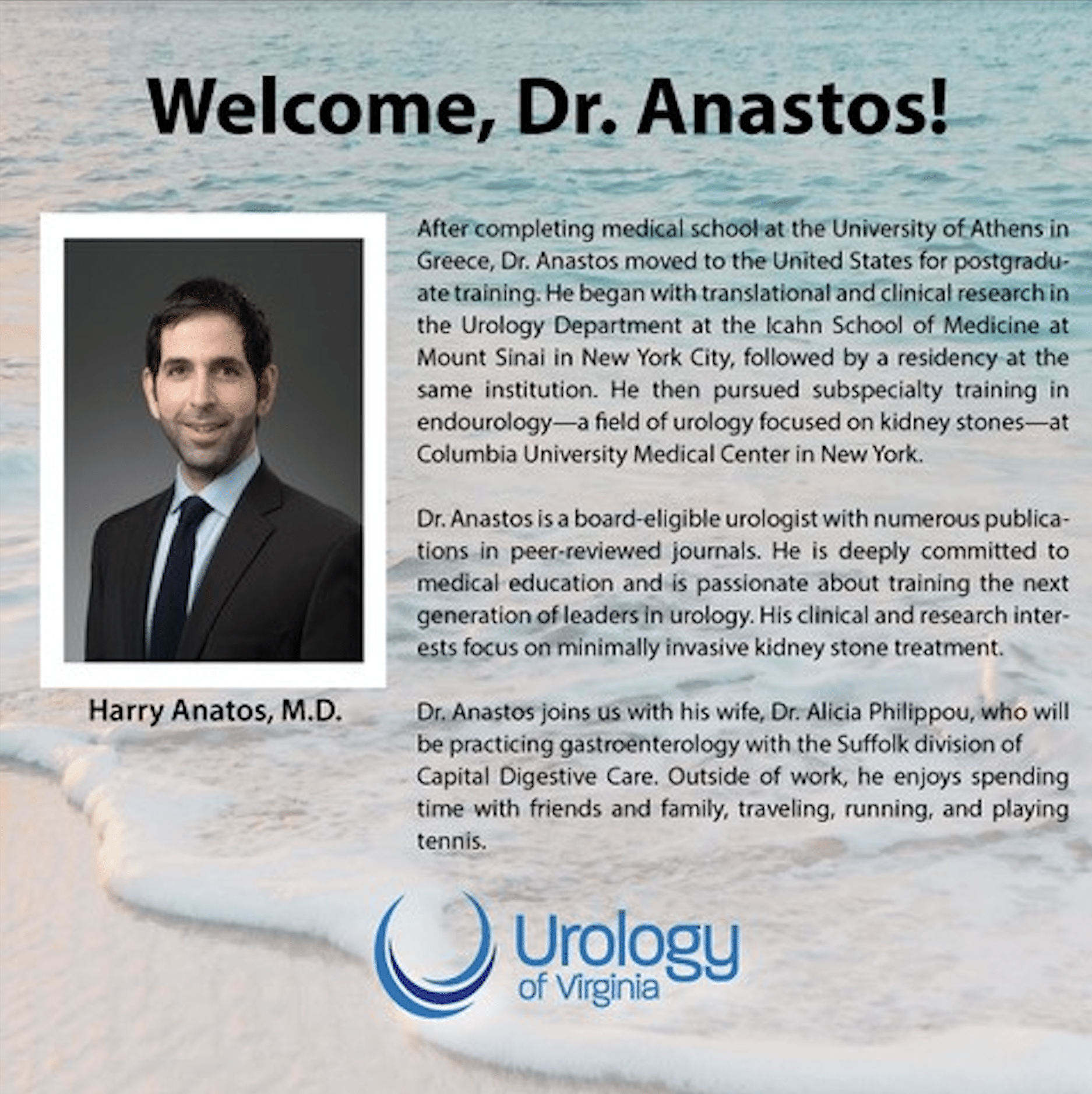 We are thrilled to announce the arrival of Dr. Harry Anastos, MD to ...